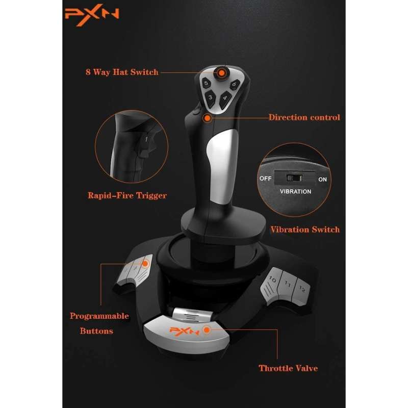 Jual Pxn F16 Wired Flight Stick Joystick Simulator Controller Vibration ...