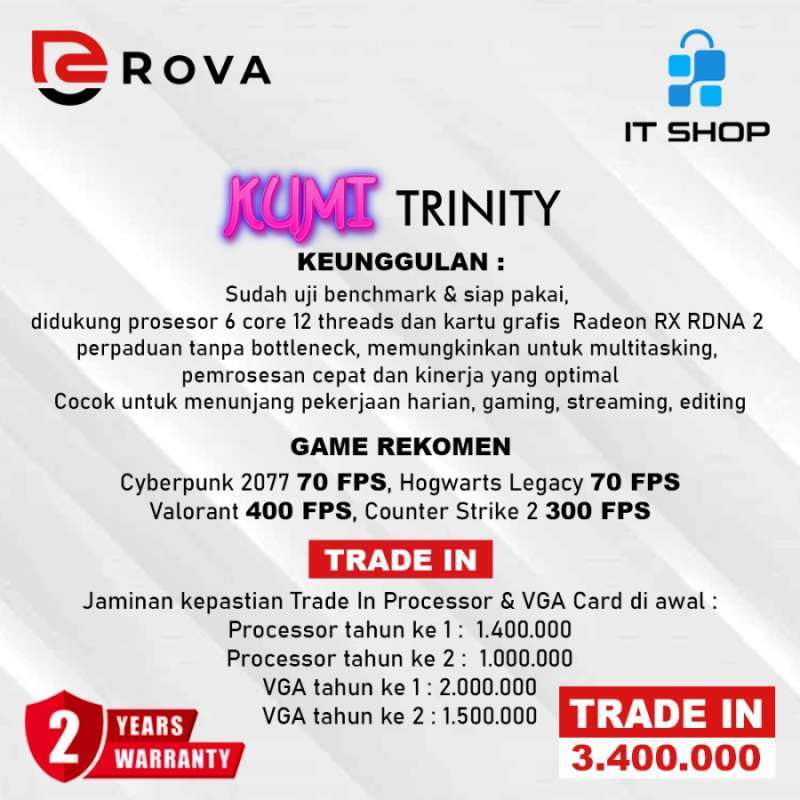 Jual Pc Rakitan Rova Kumi Trinity / Ryzen 5 5600 / Rx 6600 / Ddr4 16gb / Nvme 500gb Di Seller It ...