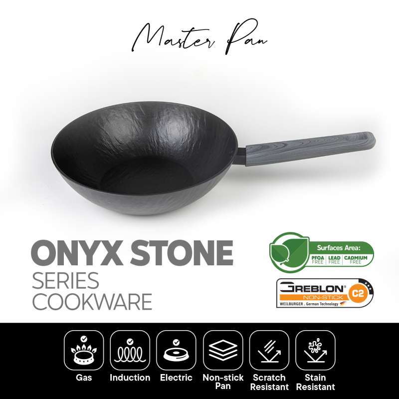 Jual Master Pan Onyx Stone Wajan Anti Lengket 28 Cm Non Stick Open Wok ...