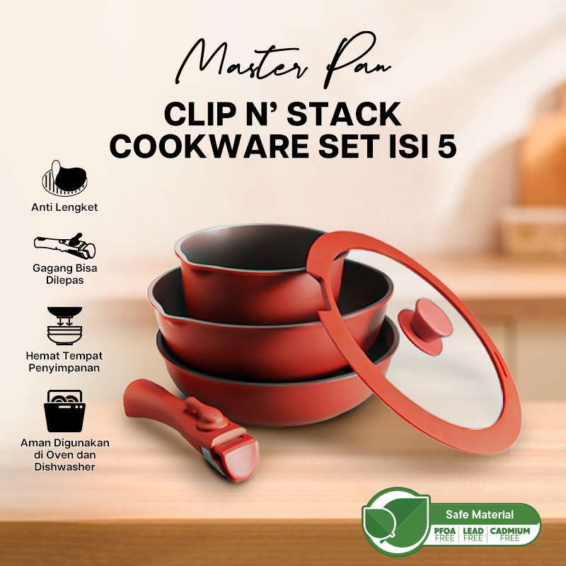 Jual Master Pan Clip 'n Stack Set Panci Anti Lengket Dengan Gagang Yang ...