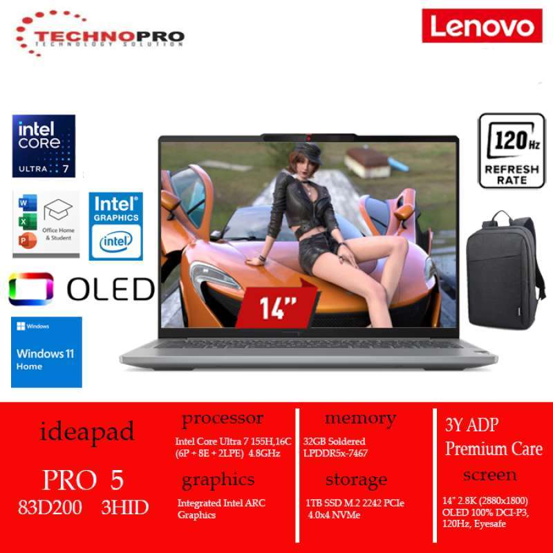 Promo Lenovo Ideapad Pro 5 14imh9 3hid || Intel Ultra 7 155h 32gb 1tb Ssd Windows 11 Home Ohs ...