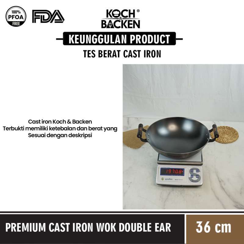 Jual Koch&backen Premium Cast Iron Wok Nitriding Round Bottom 36cm ...