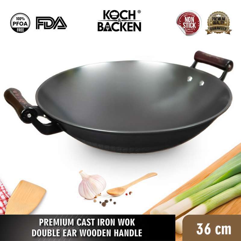 Jual Koch&backen Premium Cast Iron Wok Nitriding Round Bottom 36cm ...