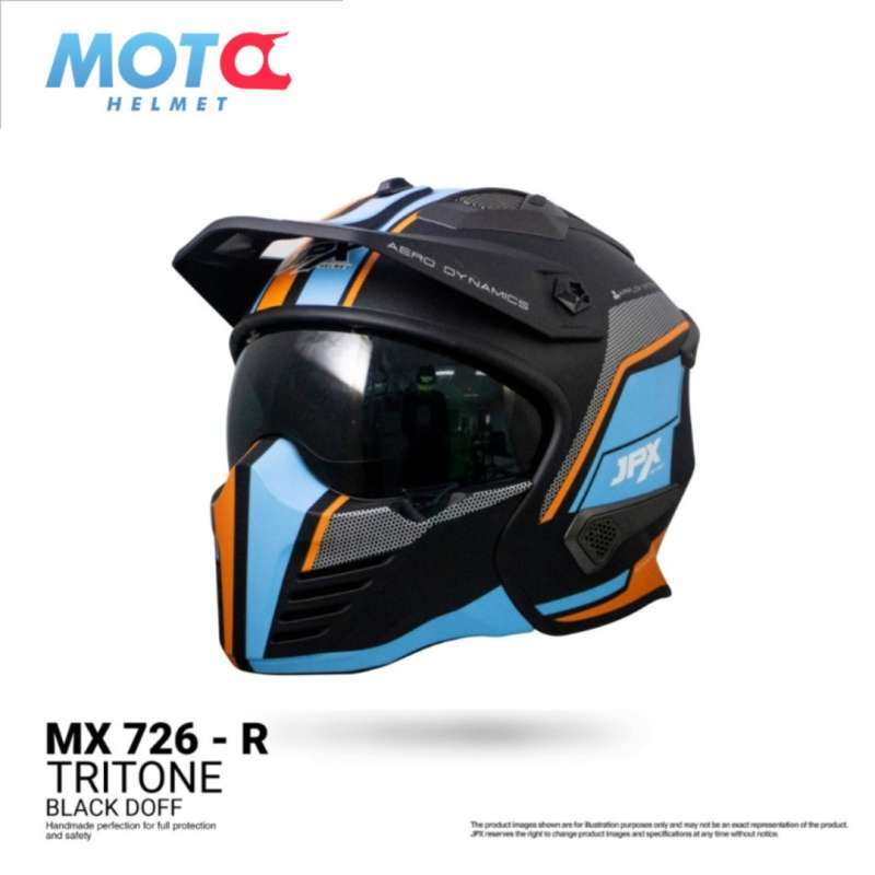 Jual Helm Jpx Full Face Mx-726r - R01 Tritone - Black Doff/ Orange L Di ...