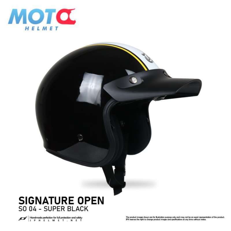 Jual Helm Half Face Jp Signature Open - Motif So 04 - L Super Black Di Seller Motohelmet - Dadap ...
