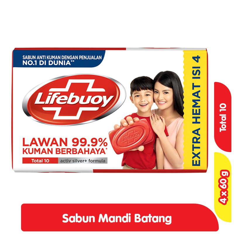 Jual Lifebuoy Sabun Mandi Batang Anti Bakteri Total 10 4 X 60 G Di ...
