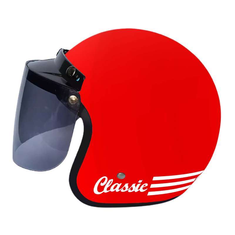 Promo Helm Bogo Classic Retrograde Dewasa Retro Garis Tiga Kaca Datar ...