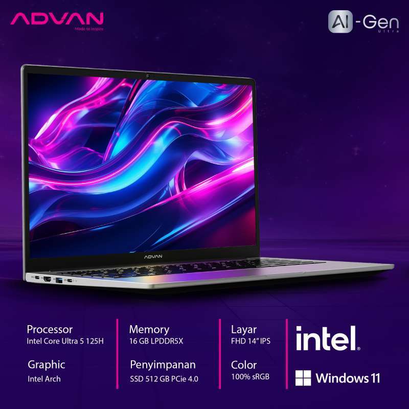 Jual Advan Laptop Ai Gen Ultra With Ai 14'' Intel Core Ultra 5 125h ...