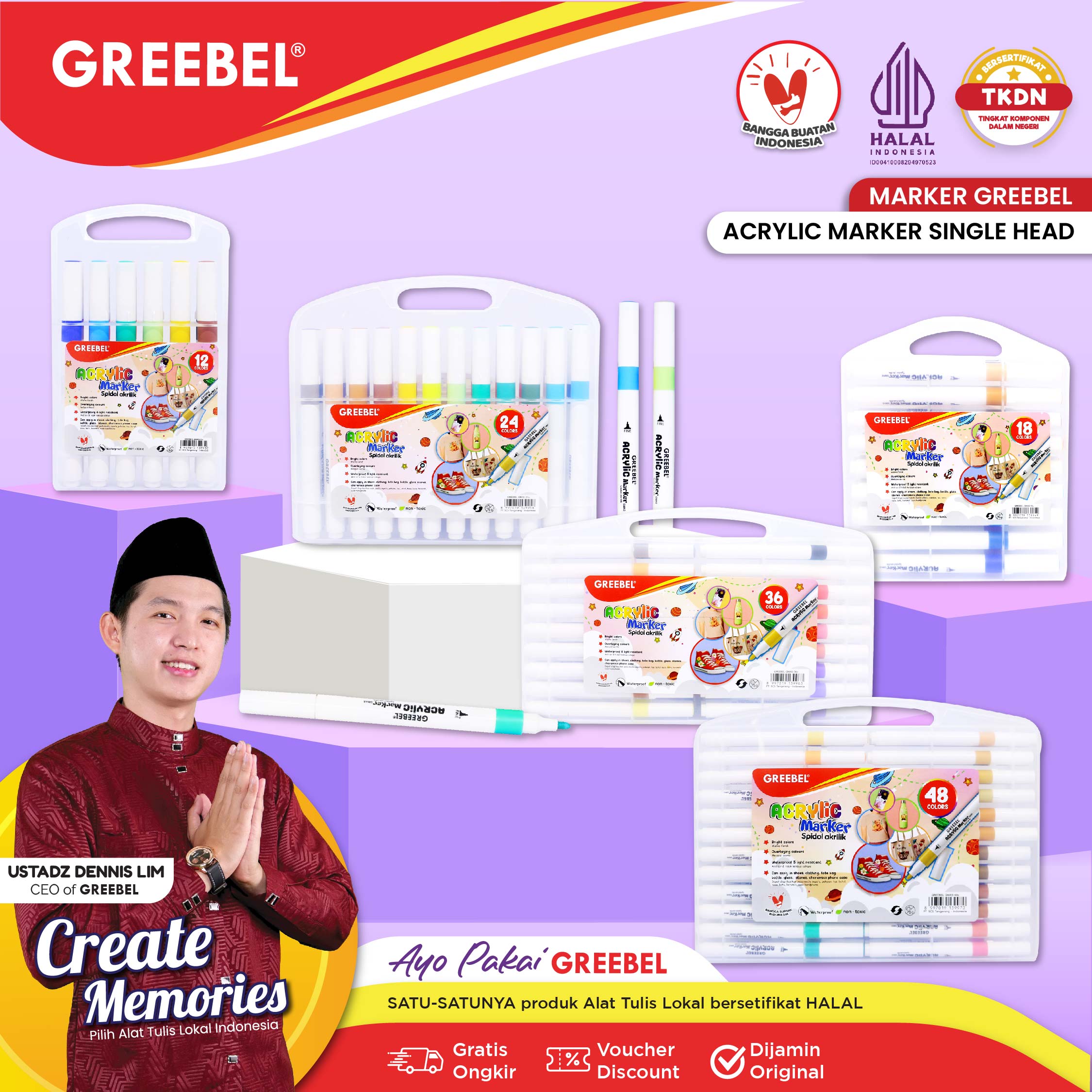 Promo Greebel Acrylic Marker Single Head /spidol Sketsa/sketsa Marker ...