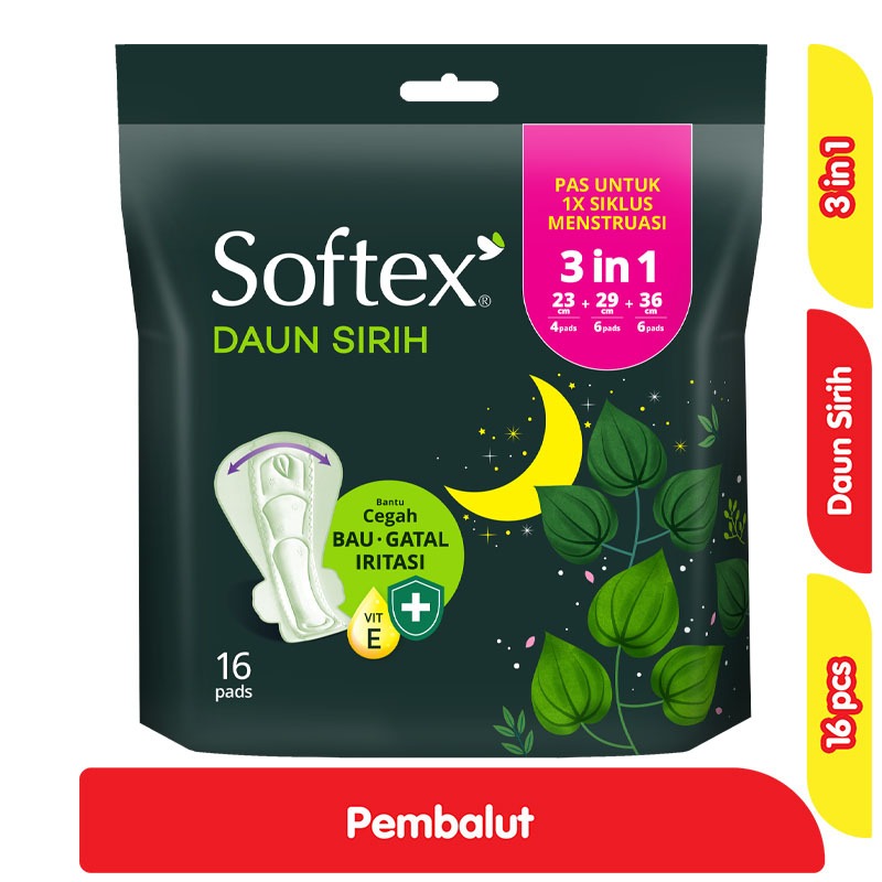 Jual Softex Daun Sirih 3 In 1 Pack Pembalut 16 Pcs Di Seller Alfamart Official Store - Alfamart ...