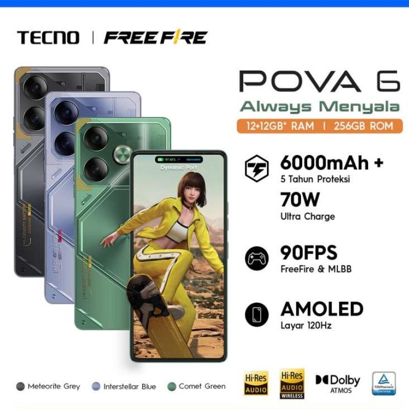 Promo Tecno Pova 6 Nfc 12+12gb*/256gb, Amoled 6,78” Fhd+ 120hz, 6000mah+70w Ultra Change, Mtk ...
