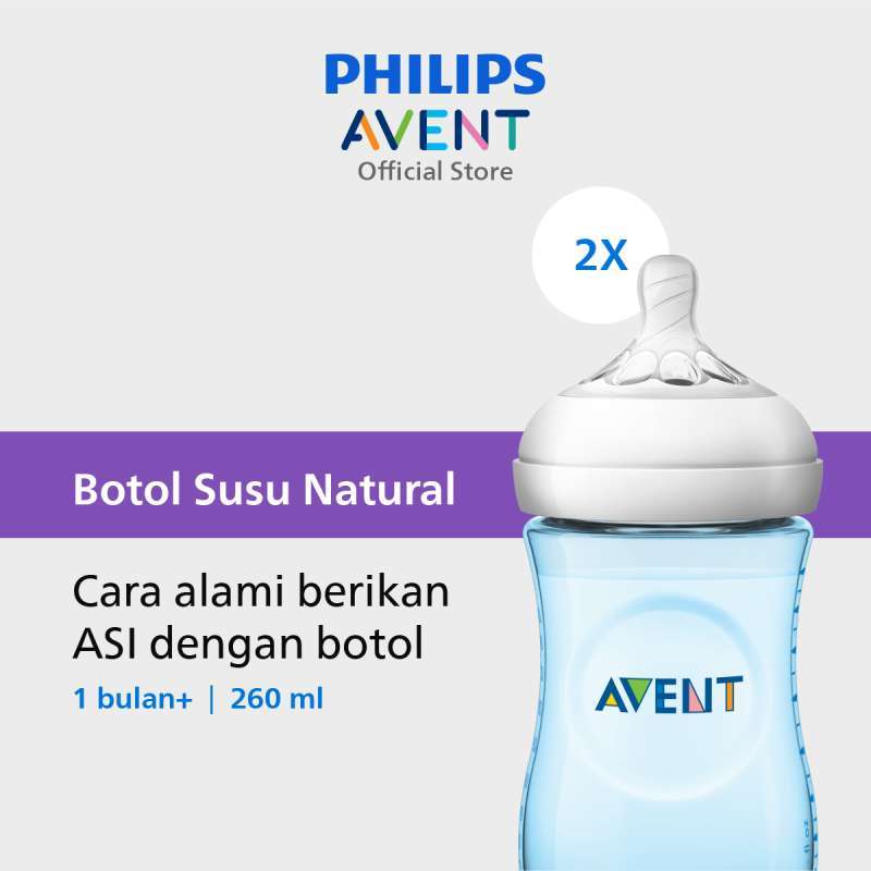 Promo Philips Avent Natural Twin Bottle 1m+ 260ml Blue Scf695/23 Botol ...