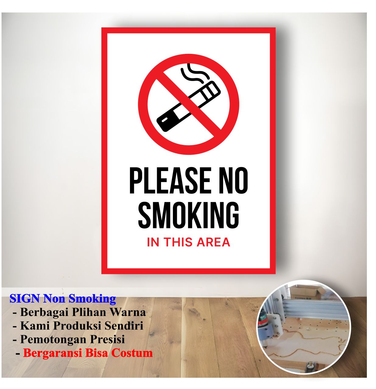 Promo Sign Board Tulisan No Smoking Di Larang Meroko Dari Bahan Akrilik ...