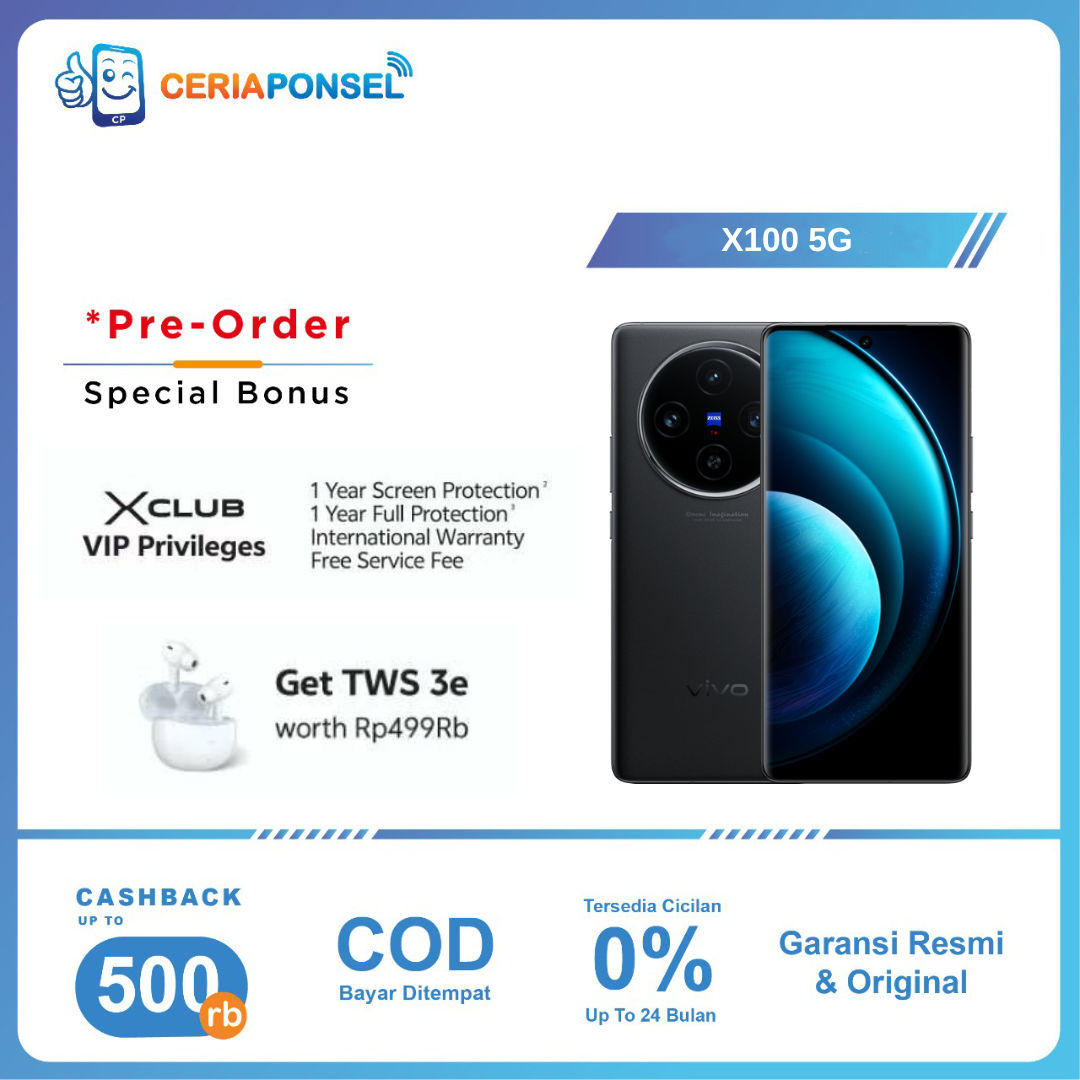 Promo Vivo X100 5g 12/256gb Mediatek Dimensity 9300 | Garansi Resmi Rp11.999.000 - Ceria Hitam ...