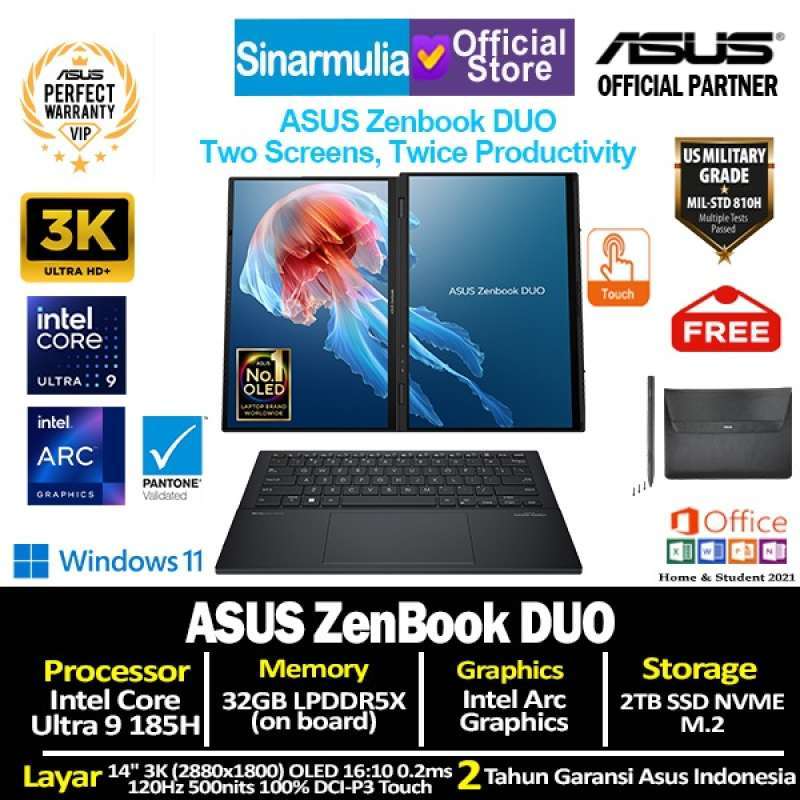 Promo Asus Zenbook Duo Ux Ma Intel Ultra H Tb Ssd Gb Arc K Oled Hz Touch Win