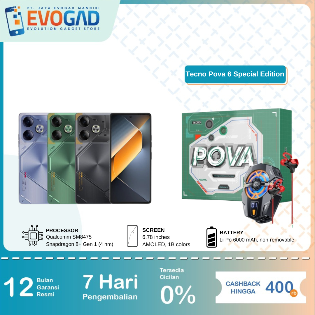 Promo Tecno Pova 6 8/256gb & 12/256gb, 70w Ultra Charger 6000 Mah ...