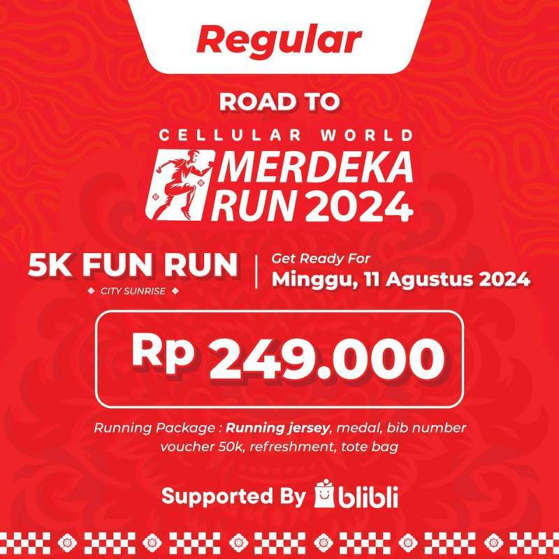 Jual Tiket Merdeka Run 5k (regular) - Cellular World Bali 2024 Di ...