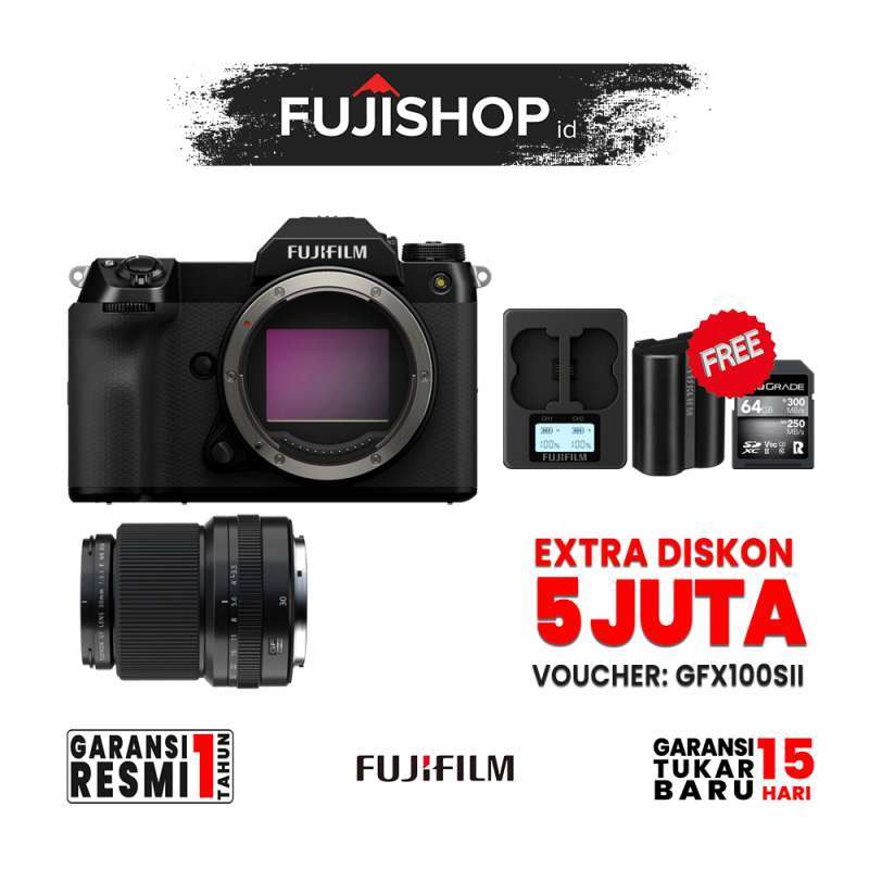 Promo Fujifilm Gfx 100s Ii Body With Fujifilm Gf 30mm F3.5r Wr Garansi ...