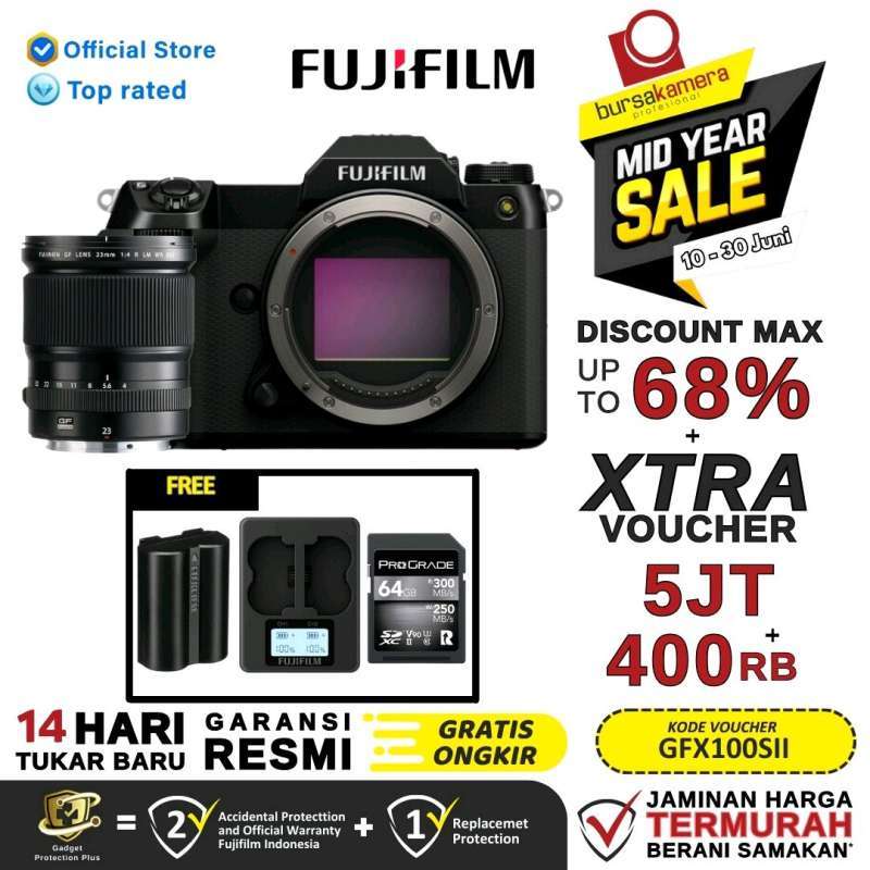 Promo Bkp Fujifilm Gfx 100s Ii Body Only With Fujinon Gf 23mm F4 R Lm Wr Fuji Gfx100s Ii Gfx ...