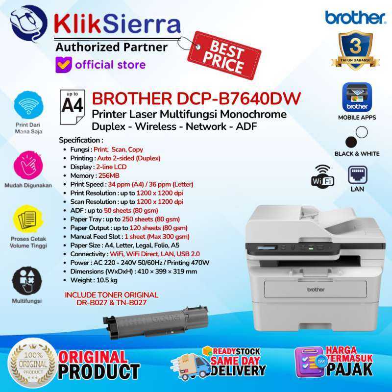 Jual Brother Dcp-b7640dw Printer Wireless Aio Laser Monochrome ...