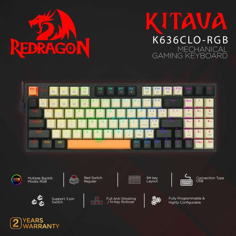 Promo Redragon Mechanical Gaming Keyboard Kitava - K636clo-rgb Diskon ...