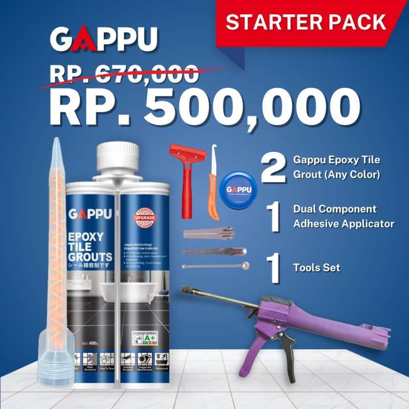 Jual Gappu Epoxy Tile Grout Starter Pack Bundle Promo Nat Resin Lantai ...