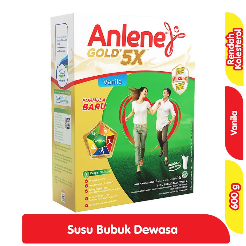 Jual Anlene Gold 5x Susu Bubuk Dewasa Vanila 600/620 G Di Seller ...