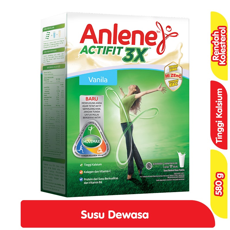 Jual Anlene Actifit 3x Susu Bubuk Dewasa Vanila 580 G Di Seller Alfamart - Alfamart Merapi Subur ...