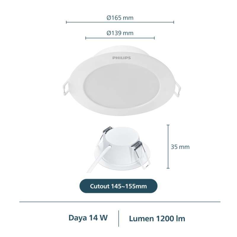 Jual Lampu Philips Downlight Multipack Eridani Led11 D150 14w 65k Putih ...