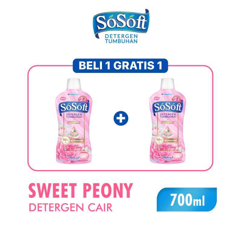 Promo Buy 1 Get 1 - So Soft Deterjen Cair Sweet Peony Botol 700 Ml ...