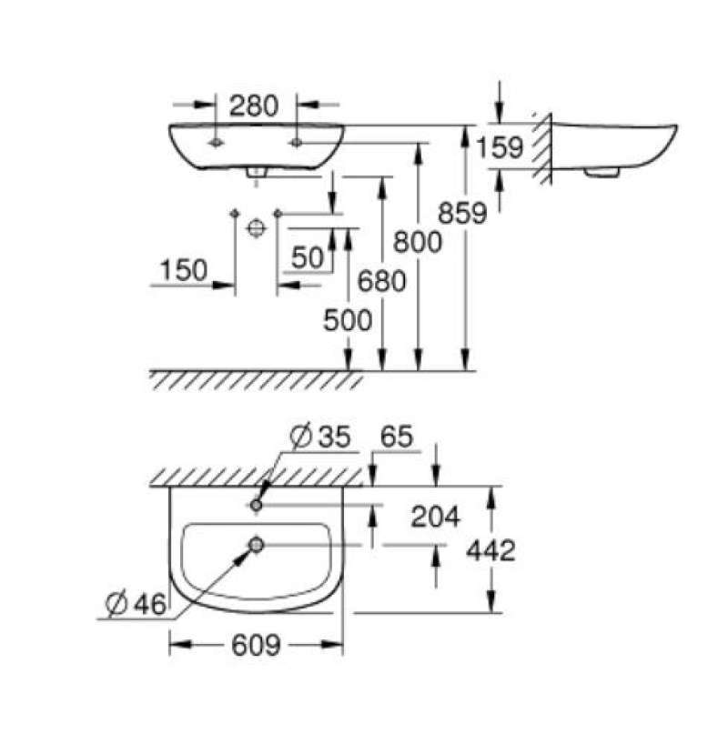 Promo Grohe Wastafel - Bau Ceramic Wash Basin Wall Hung 60 (39421000 ...