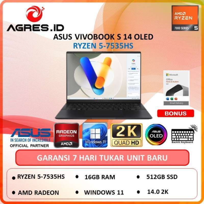 Promo Asus Vivobook S 14 Oled M5406na Ryzen 5-7535hs 16gb 512gb W11 Ohs 14 2k - Windows 11 Pro ...
