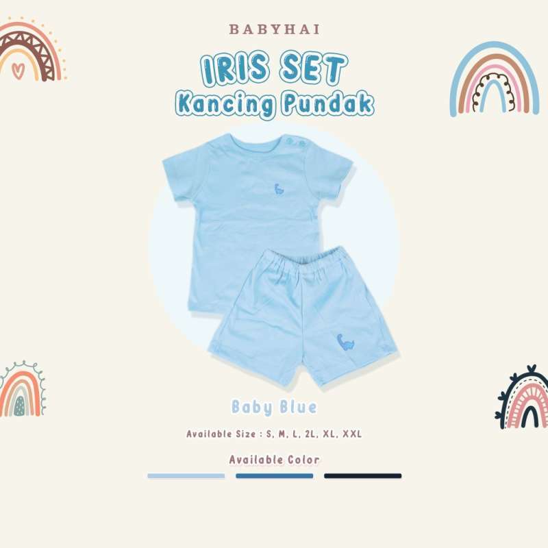 Jual Baby Hai Setelan Iris Set Kancing Pundak Polos Baju Pendek Celana ...