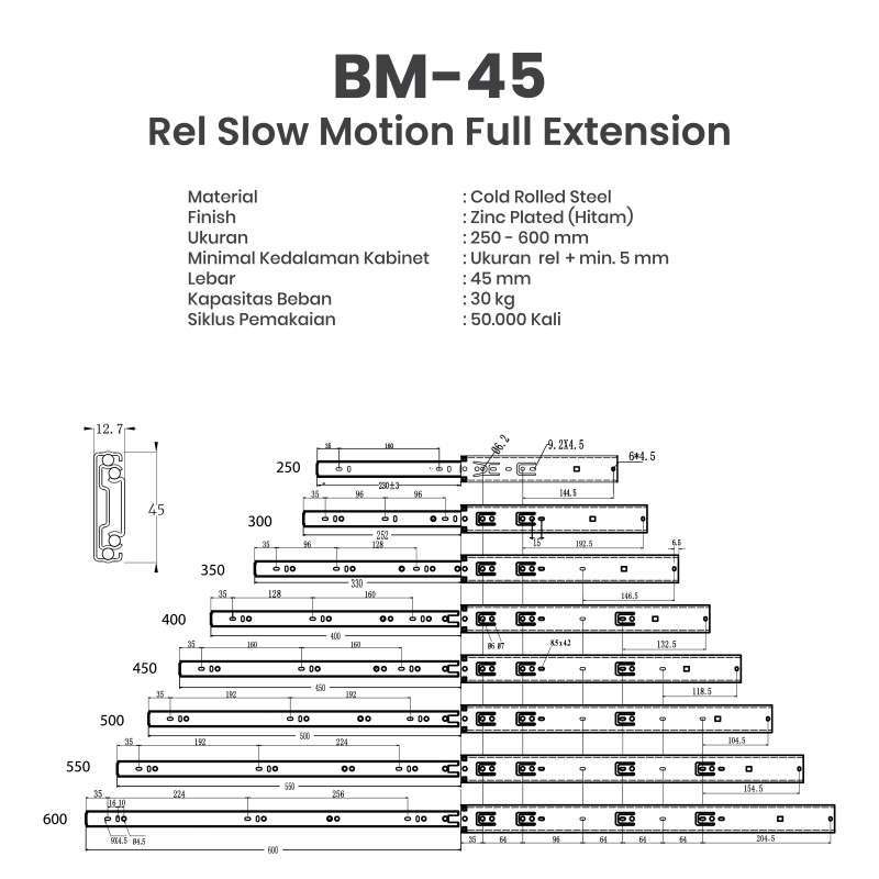 Jual 1 Box Rel Laci Double Full Extension Slow Motion Sm Bm Soft Close ...