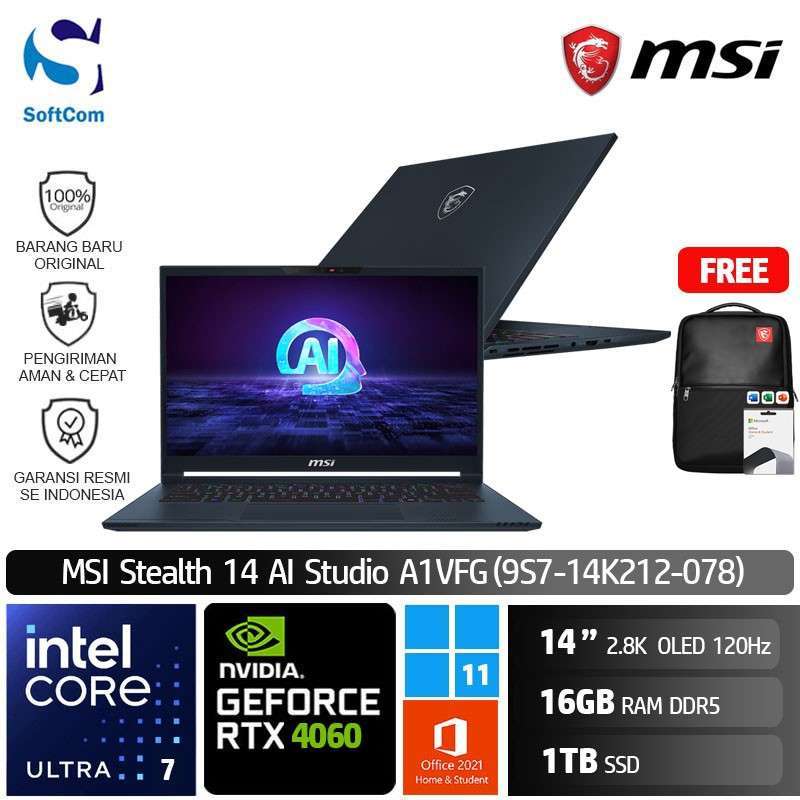 Promo Msi Stealth 14 Ai Studio A1vfg 078 Laptop Gaming [ultra 7 155h ...