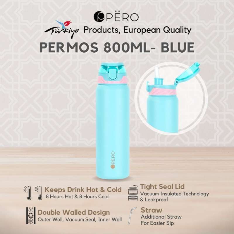 Promo Pero Sip Straw Permos Vacuum Insulated Bottle 800ml Leakproof ...
