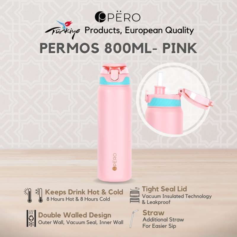Promo Pero Sip Straw Permos Vacuum Insulated Bottle 800ml Leakproof ...