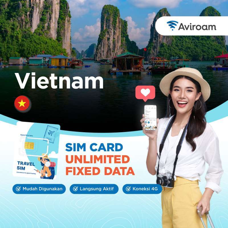 Jual Aviroam Sim Card Travel ( Vietnam ) Unlimited Fixed Data - 5 Hari ...