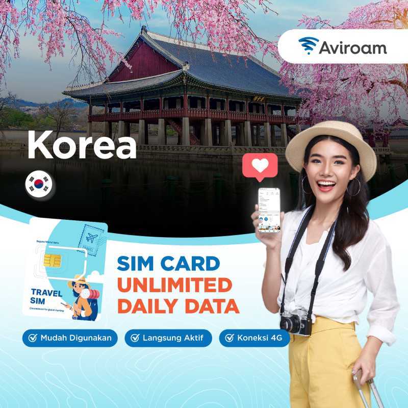 Jual Aviroam Sim Card Travel (korea) - Unlimited Daily Data 5 Mbps - 1gb/ Day + Unlimited 30 ...