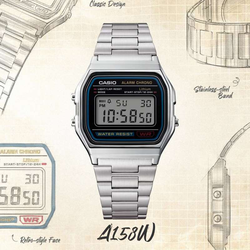 Promo Casio A158wa-1df Jam Tangan Unisex - Silver Diskon 28% Di Seller ...