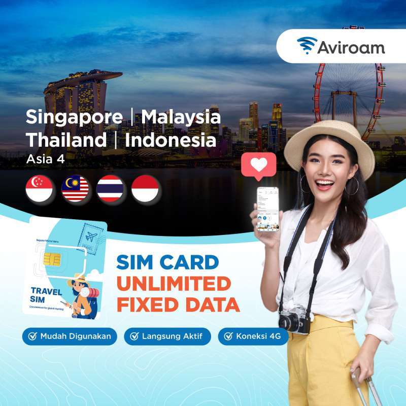 Jual Aviroam Sim Card Travel (singapore - Malaysia - Thailand - Indonesia) Unlimited Fixed Data ...