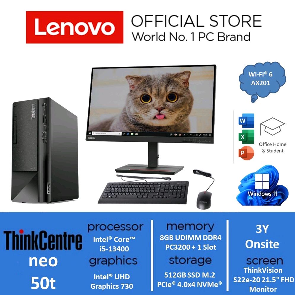 Promo Lenovo Thinkcentre Neo 50t Gen 4 5400 || Intel Core I5-13400 8gb 512gb Ssd Intel Uhd ...