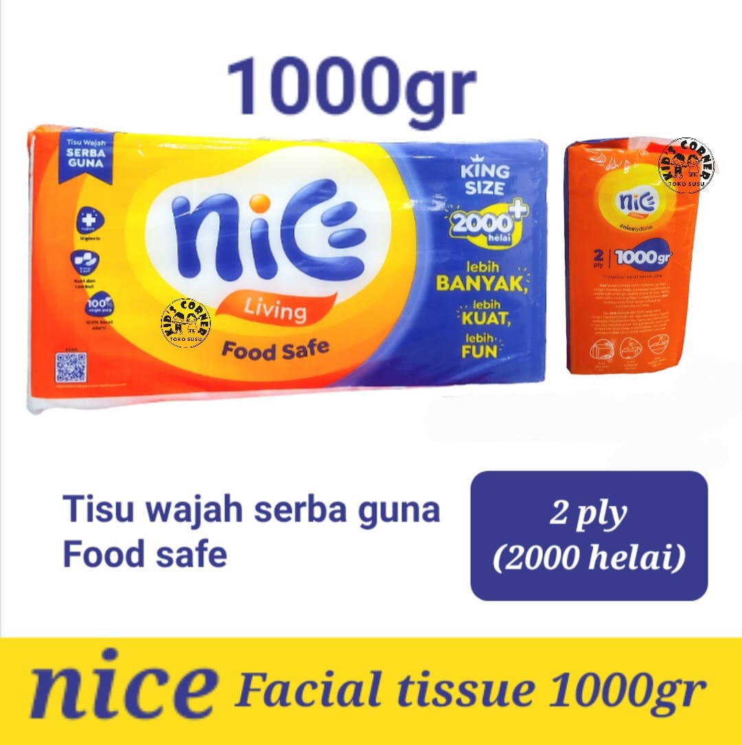 Promo Nice Facial Tissue [1000 g] Putih Diskon 2% di Seller KID'S CORNER - KID'S CORNER | Blibli