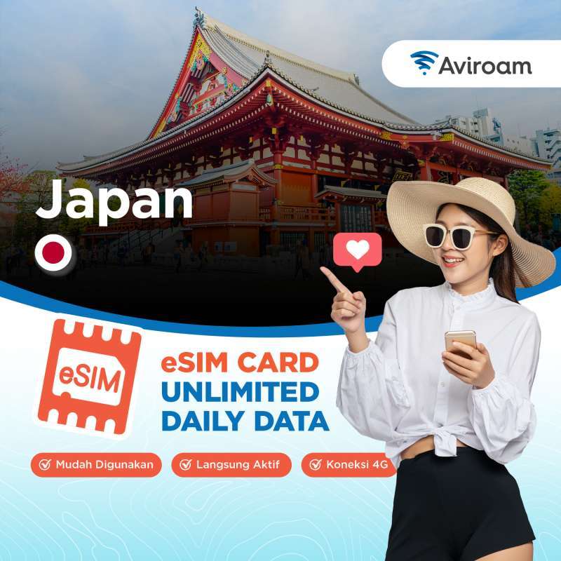 Promo Aviroam Esim (japan) Unlimited Data - 10 Hari 2gb/ Day + Unlimited Diskon 10% Di Seller ...