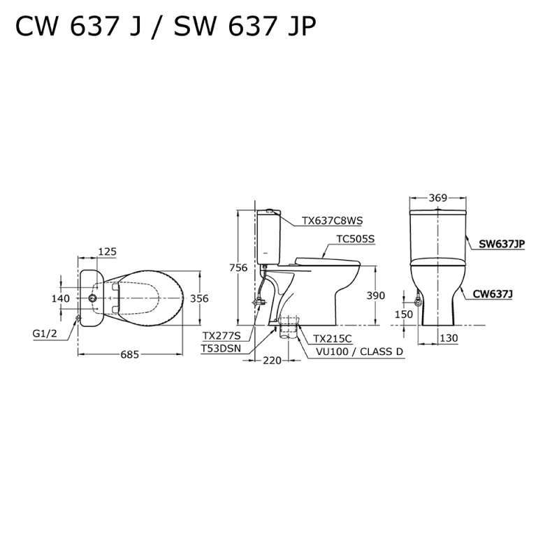 Promo Toto Closet Closed Couple Toilet Cw637j/sw637jp Diskon 1% Di ...