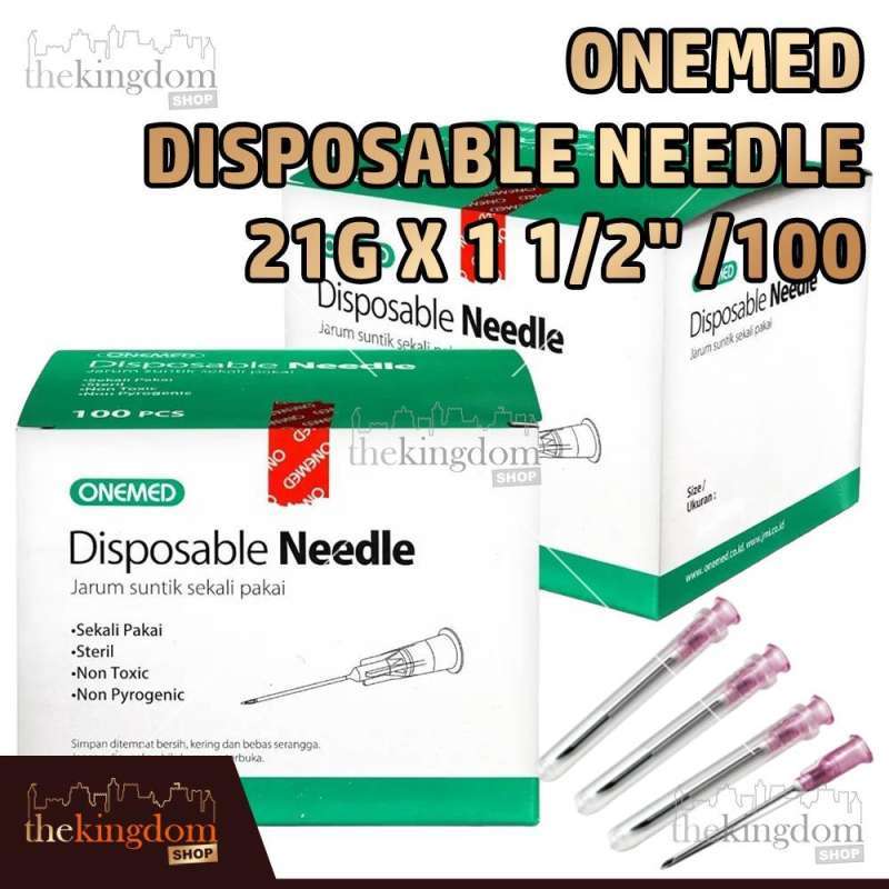 Jual Onemed Disposable Needle 18g 21g 22g 23g 24g 25g 26g 27g 30g /100 Box Jarum Steril 1 1/2 1/ ...