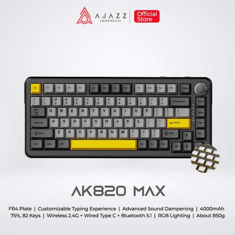 Promo Ajazz Ak820 Max 75% Mechanical Keyboard 3-mode Rgb - Box Rum Ice ...