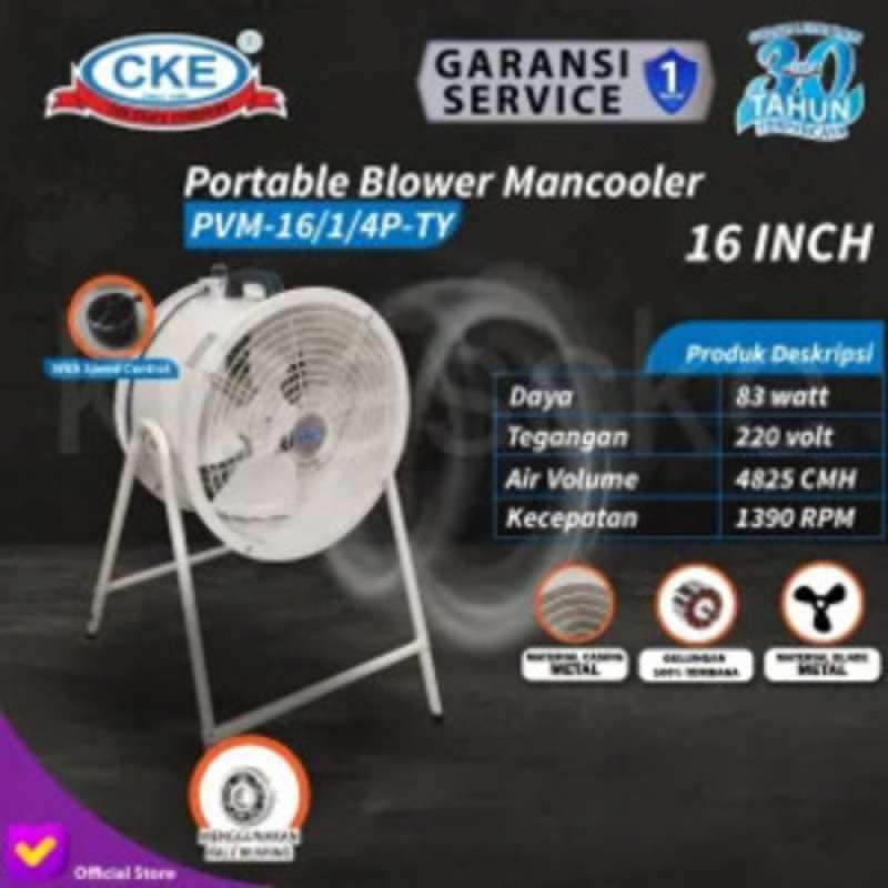 Jual Cke Portable Blower Ventilator Mancooler Fan 16 Inch Pvm-16/1/4p ...