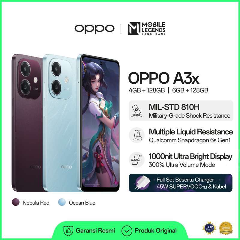 Promo [new Launch] OPPO A3x 4gb(+4gb)/128gb [qualcomm Snapdragon 6s 4g ...