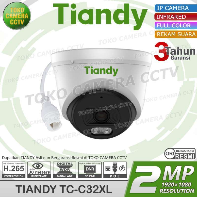Jual Ip Camera 2mp Tiandy Tc-c32xl Ip Kamera Cctv Indoor Poe Colorvu ...